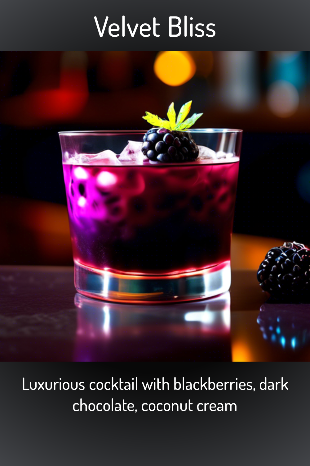 Velvet Bliss, Luxurious cocktail with blackberries, dark chocolate ...