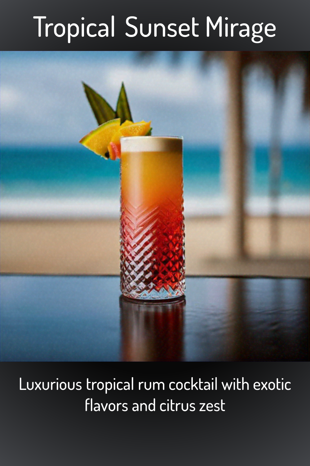 Tropical Sunset Mirage, Luxurious tropical rum cocktail with exotic ...