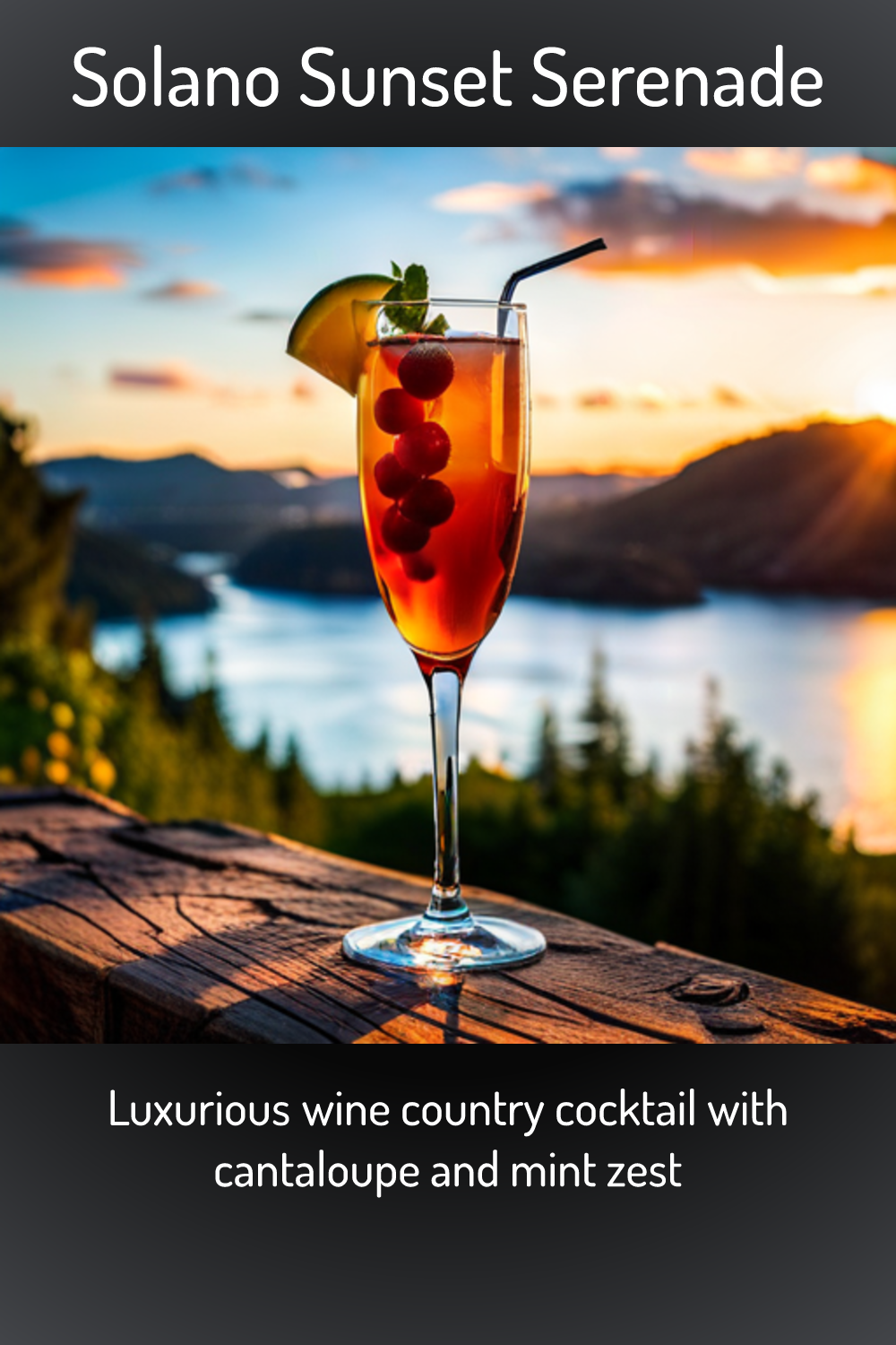 Solano Sunset Serenade, Luxurious wine country cocktail with cantaloupe ...