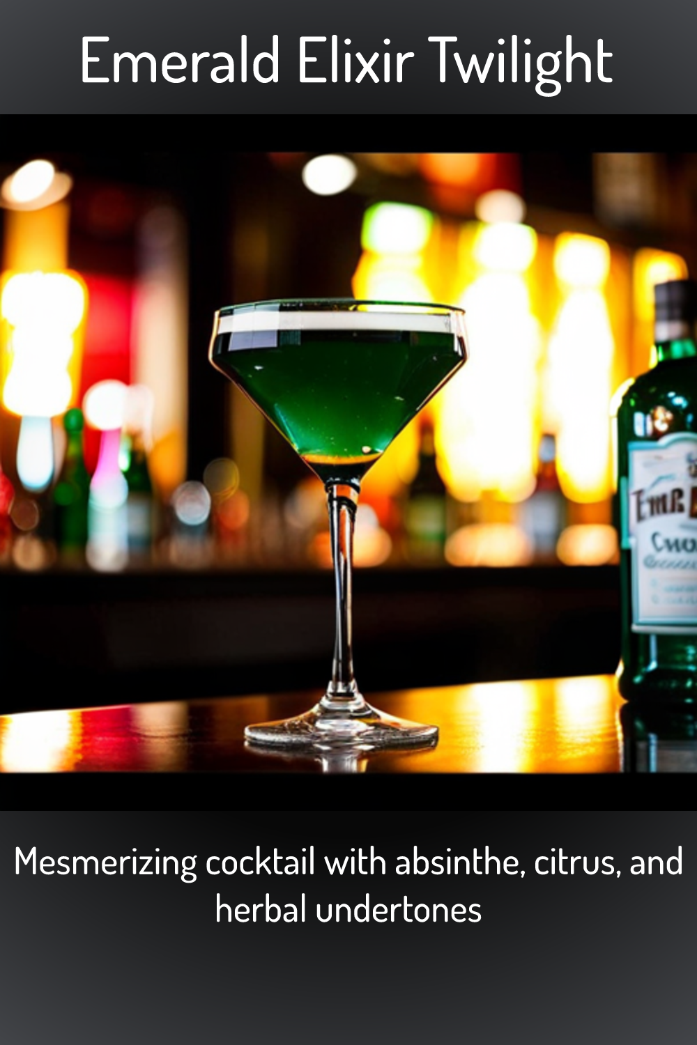 Emerald Elixir Twilight, Mesmerizing cocktail with absinthe, citrus ...