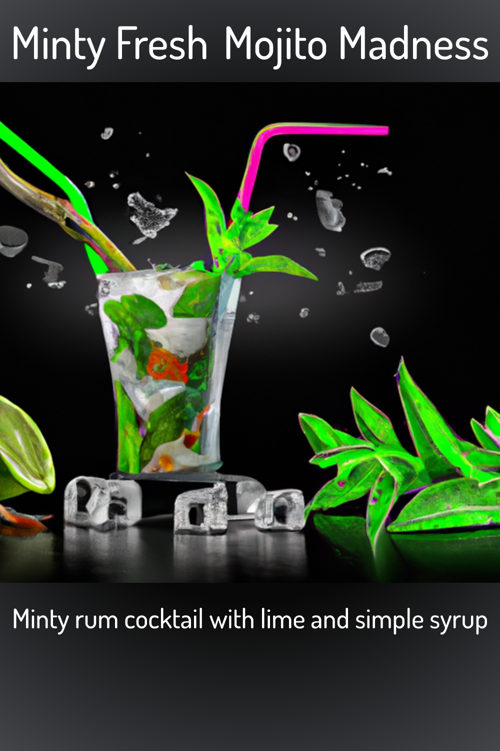 Minty Fresh Mojito Madness, Minty rum cocktail with lime and simple syrup