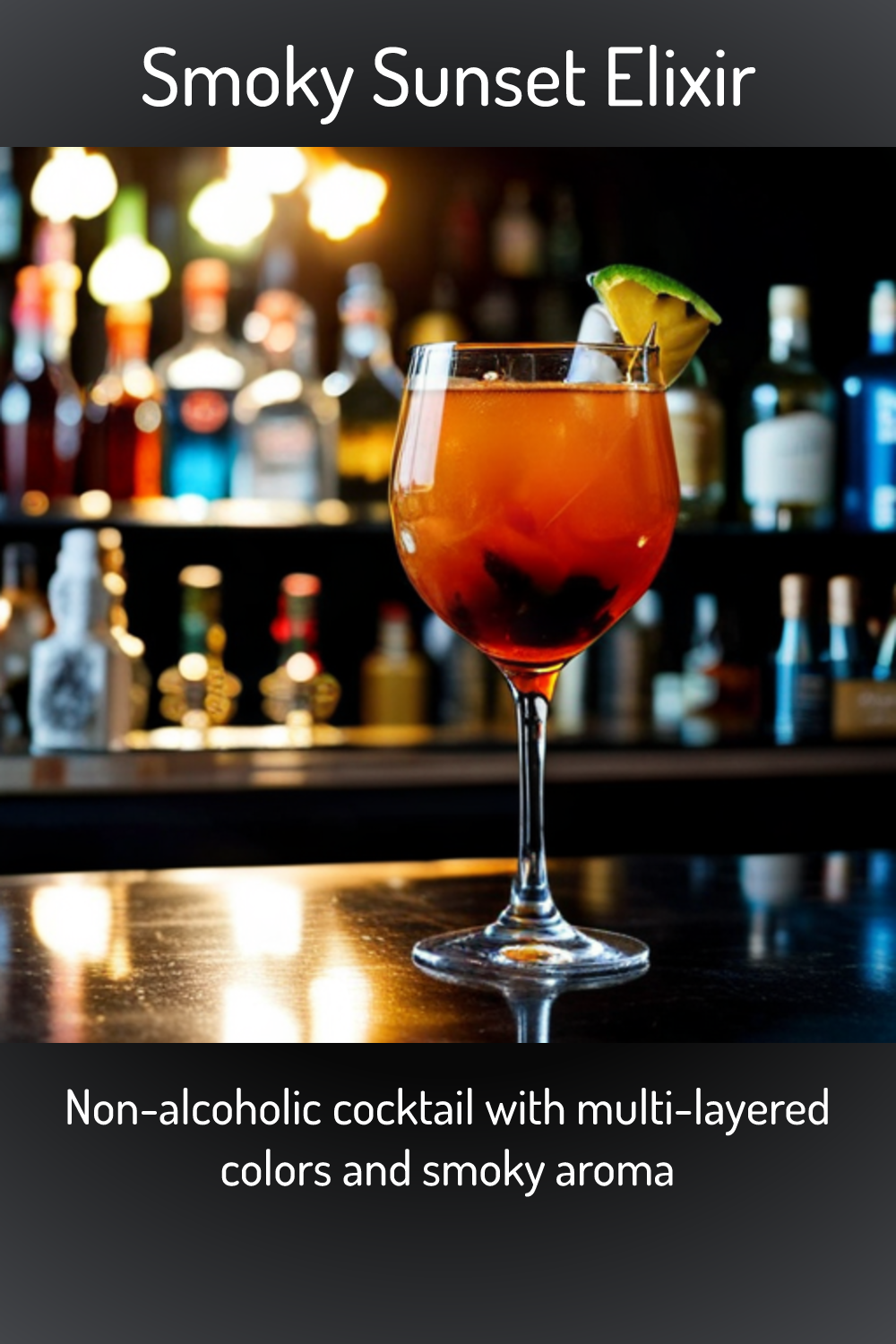 Smoky Sunset Elixir, Non-alcoholic cocktail with multi-layered colors ...