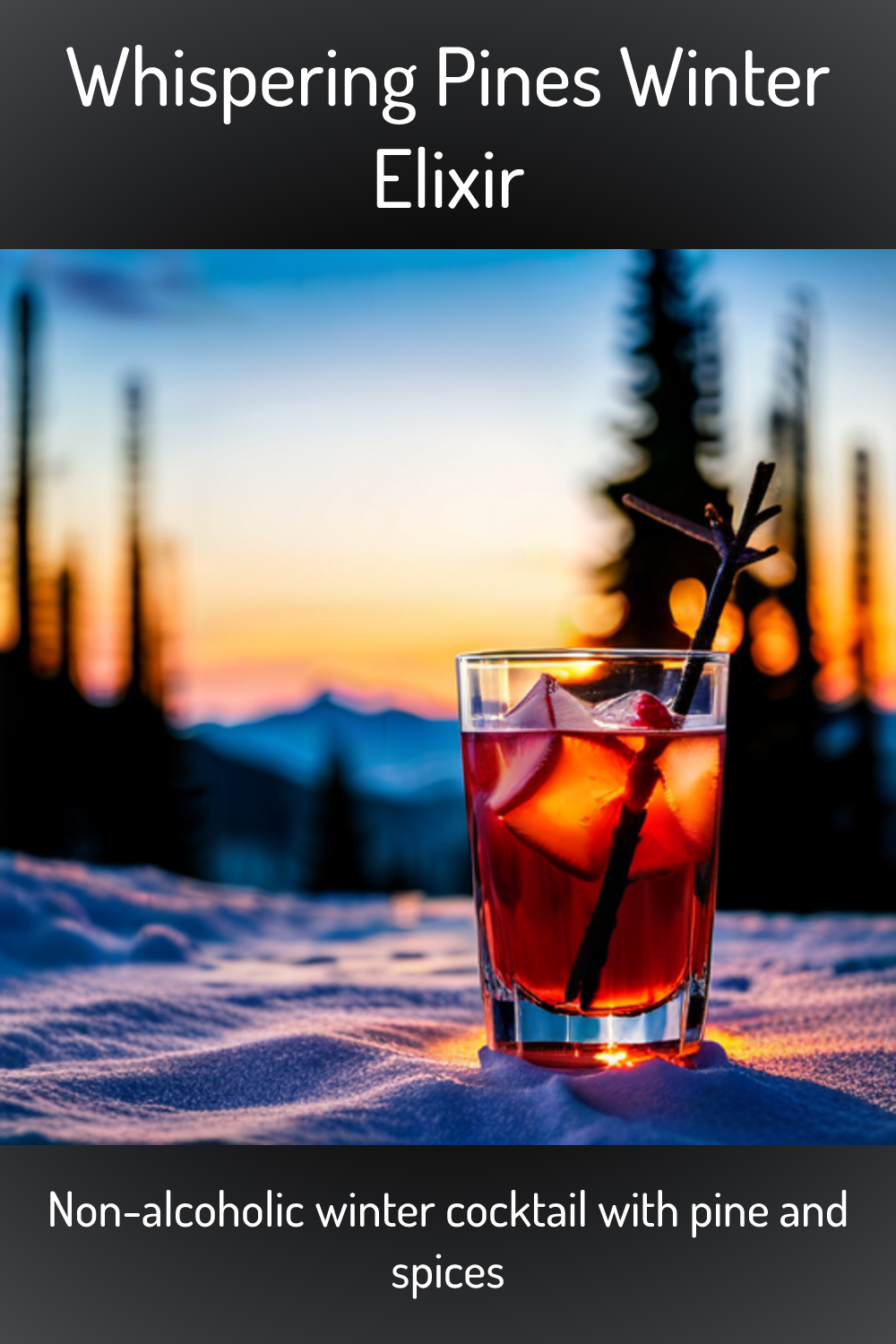 Whispering Pines Winter Elixir, Non-alcoholic winter cocktail with pine and spices