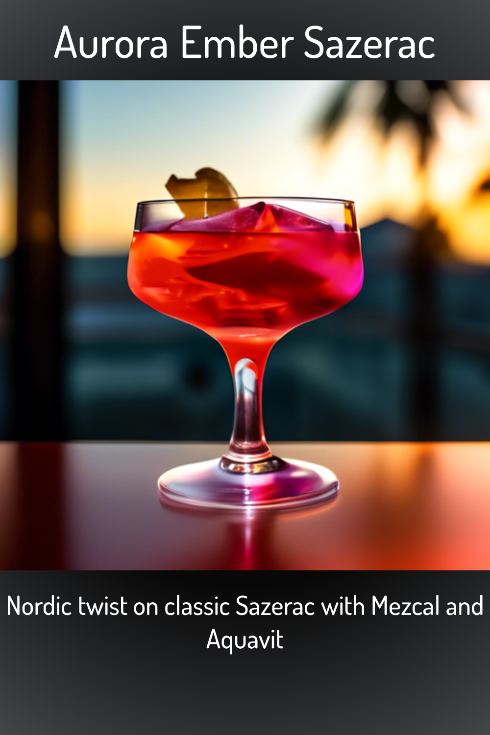 Aurora Ember Sazerac, Nordic twist on classic Sazerac with Mezcal and Aquavit