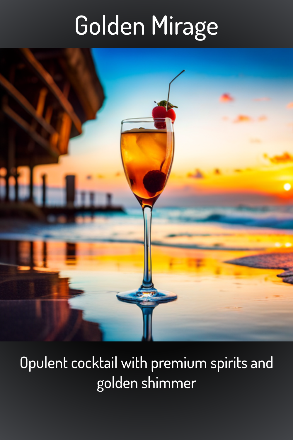 Golden Mirage, Opulent cocktail with premium spirits and golden shimmer