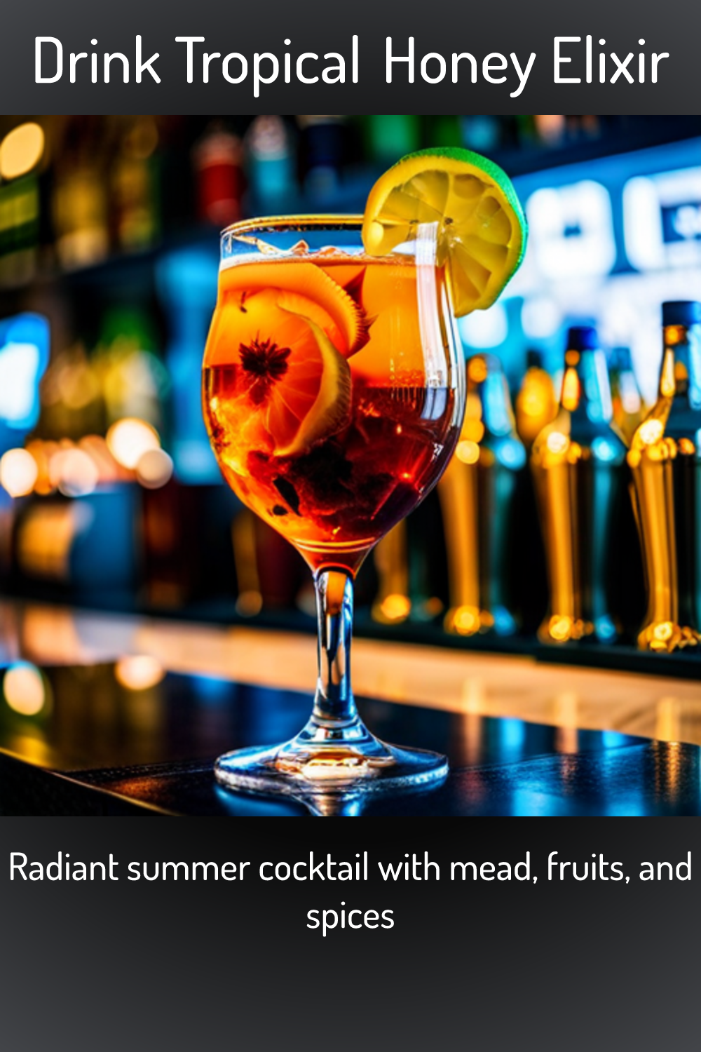 Drink Tropical Honey Elixir, Radiant summer cocktail with mead, fruits ...