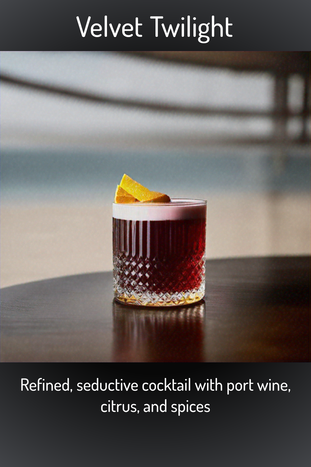 Velvet Twilight, Refined, seductive cocktail with port wine, citrus ...