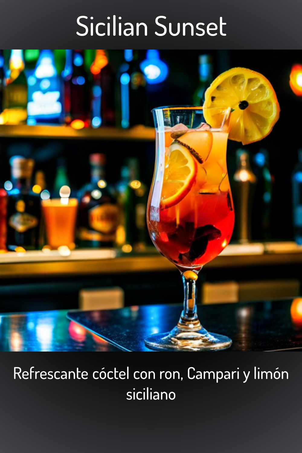 Sicilian Sunset, Refrescante cóctel con ron, Campari y limón siciliano