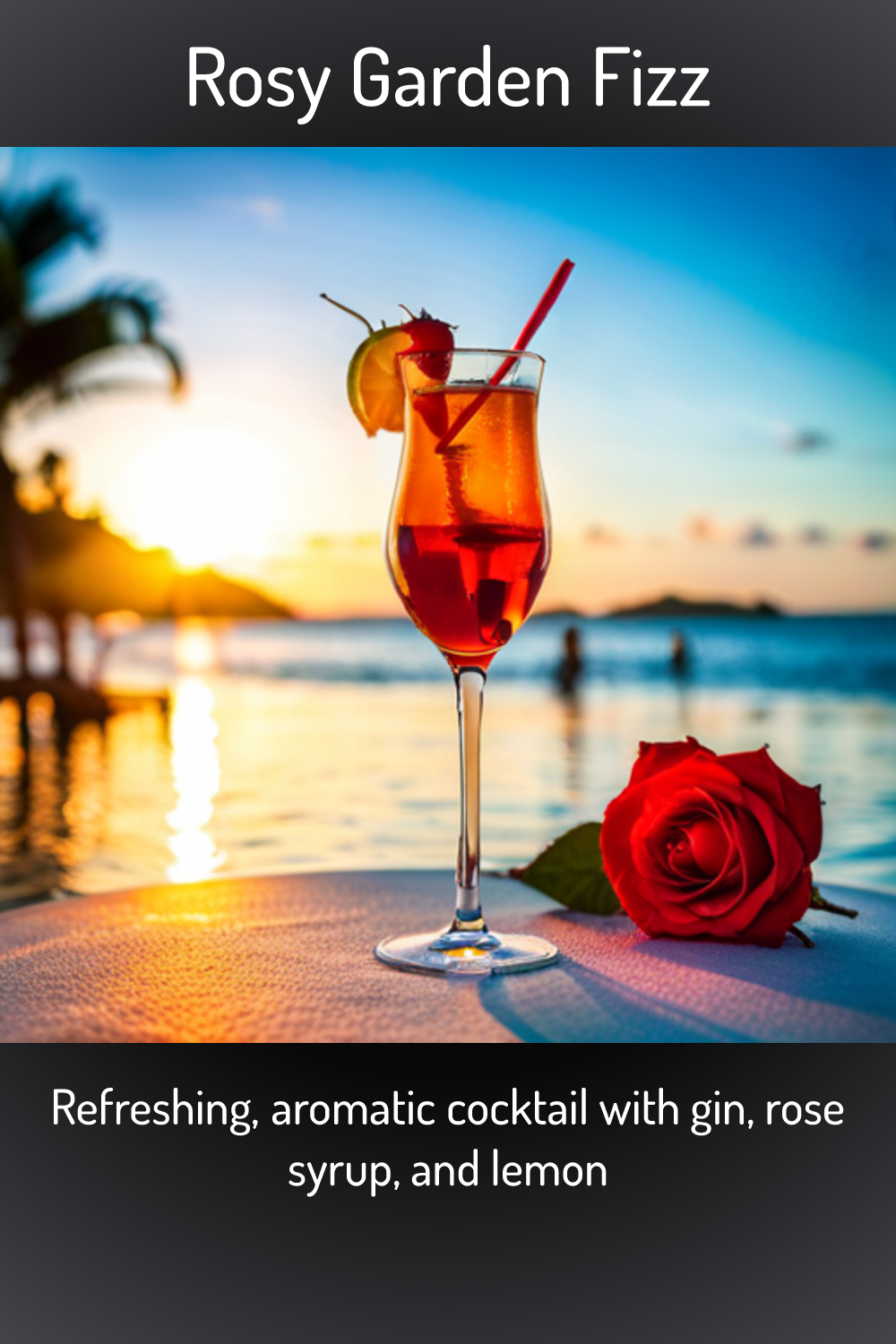 Rosy Garden Fizz, Refreshing, aromatic cocktail with gin, rose syrup ...