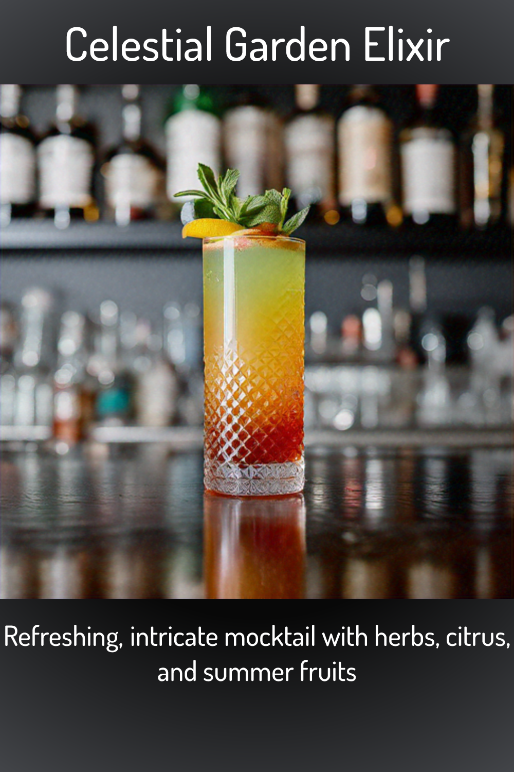 Celestial Garden Elixir, Refreshing, intricate mocktail with herbs ...