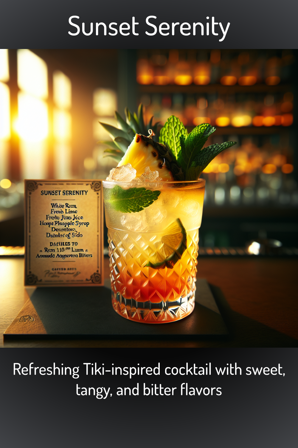 Sunset Serenity Refreshing Tiki Inspired Cocktail With Sweet Tangy