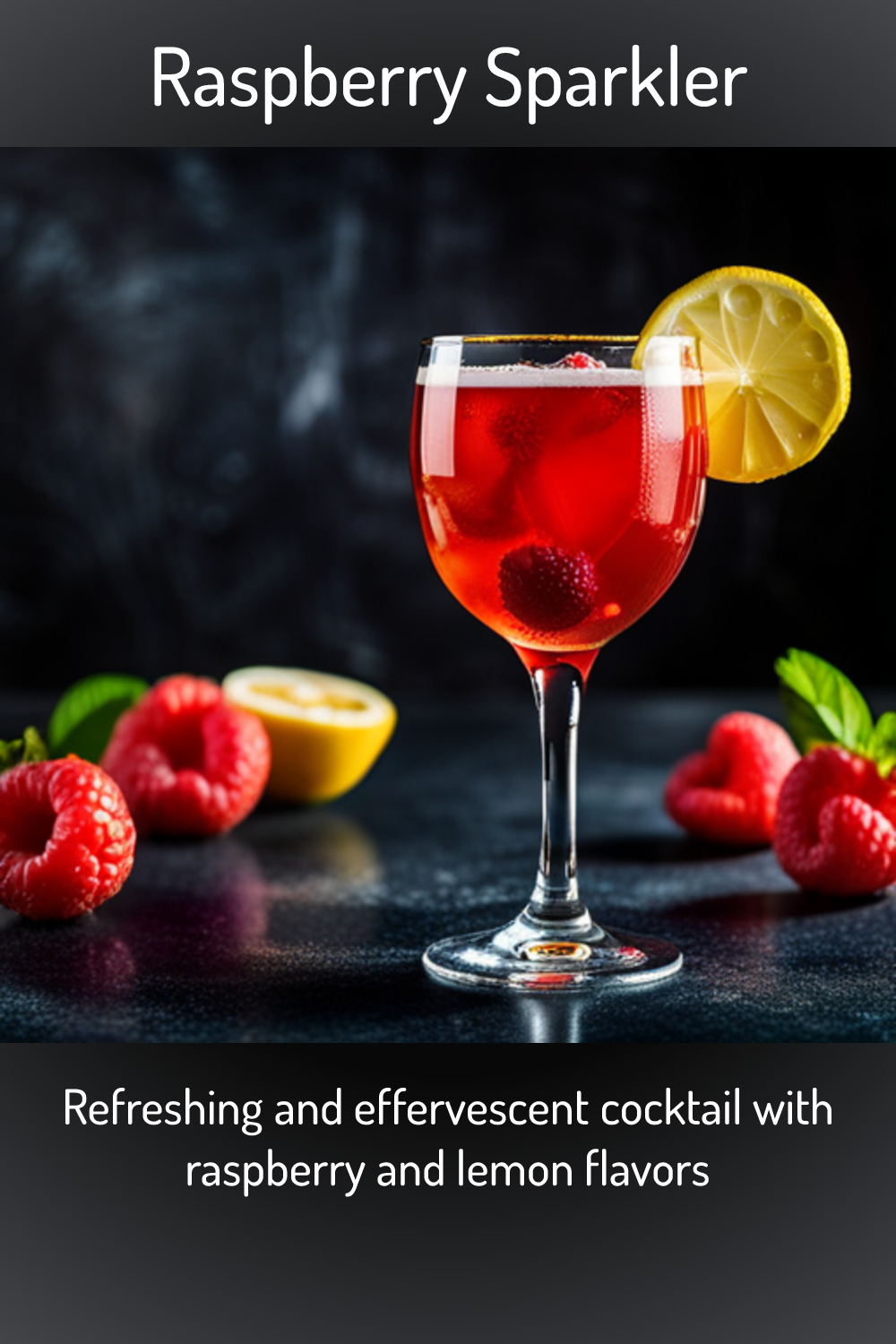 Raspberry Sparkler, Refreshing and effervescent cocktail with raspberry and lemon flavors