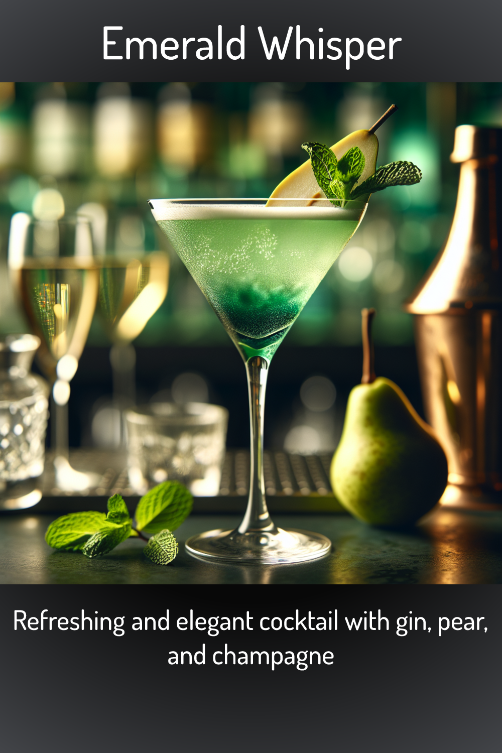 Emerald Whisper Refreshing And Elegant Cocktail With Gin Pear And