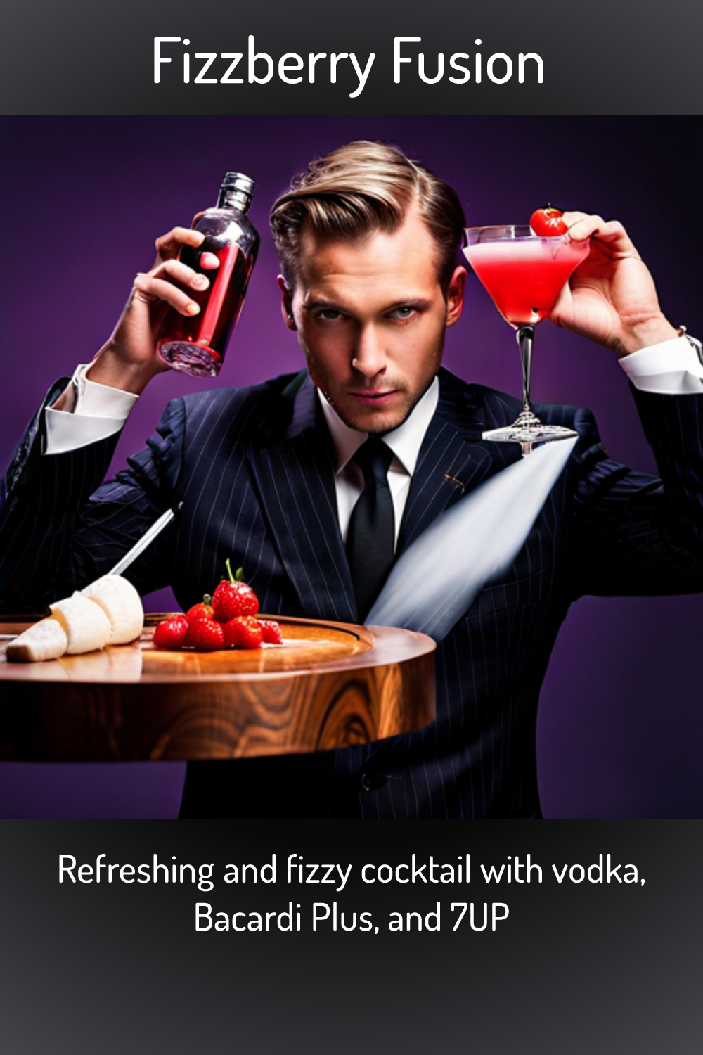 Fizzberry Fusion, Refreshing and fizzy cocktail with vodka, Bacardi ...