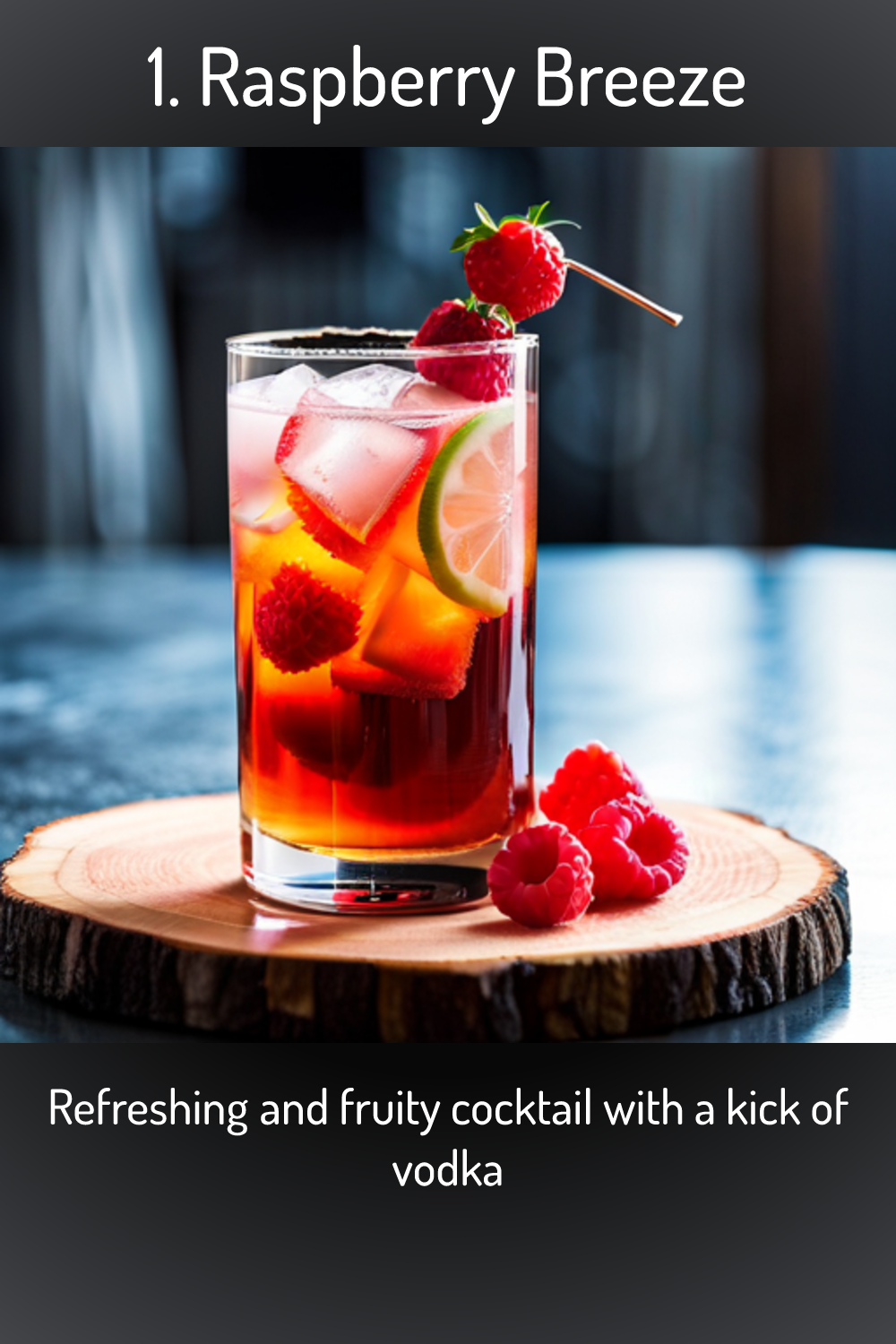 1. Raspberry Breeze, Refreshing and fruity cocktail with a kick of vodka