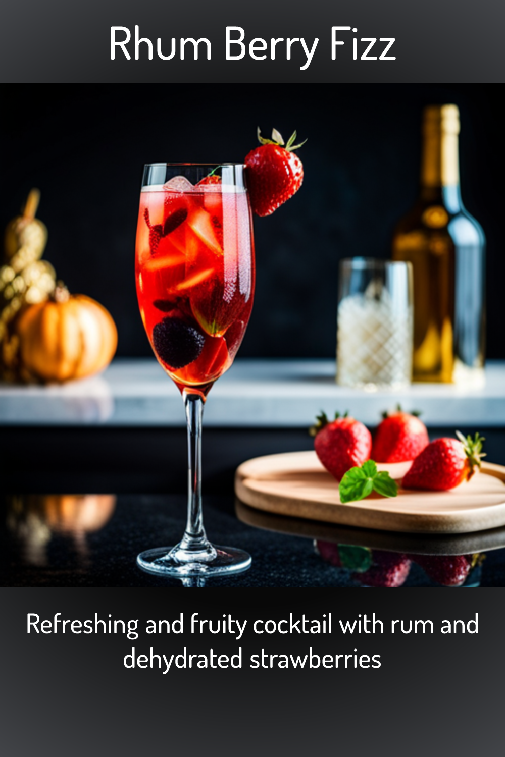 Rhum Berry Fizz, Refreshing and fruity cocktail with rum and dehydrated ...