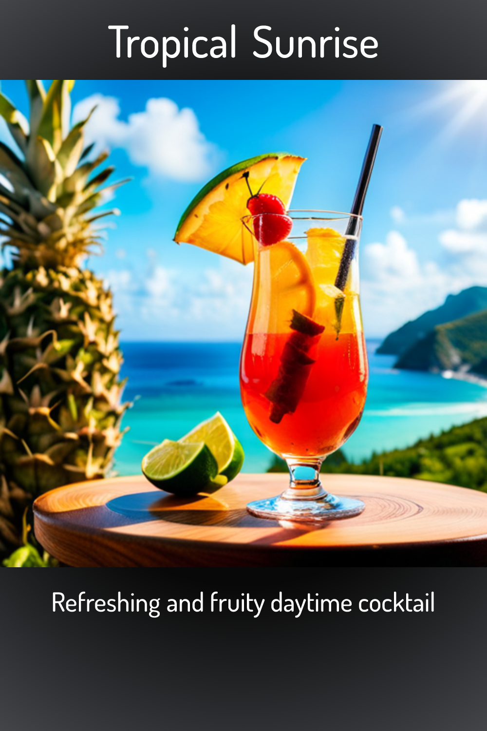 Tropical Sunrise, Refreshing and fruity daytime cocktail