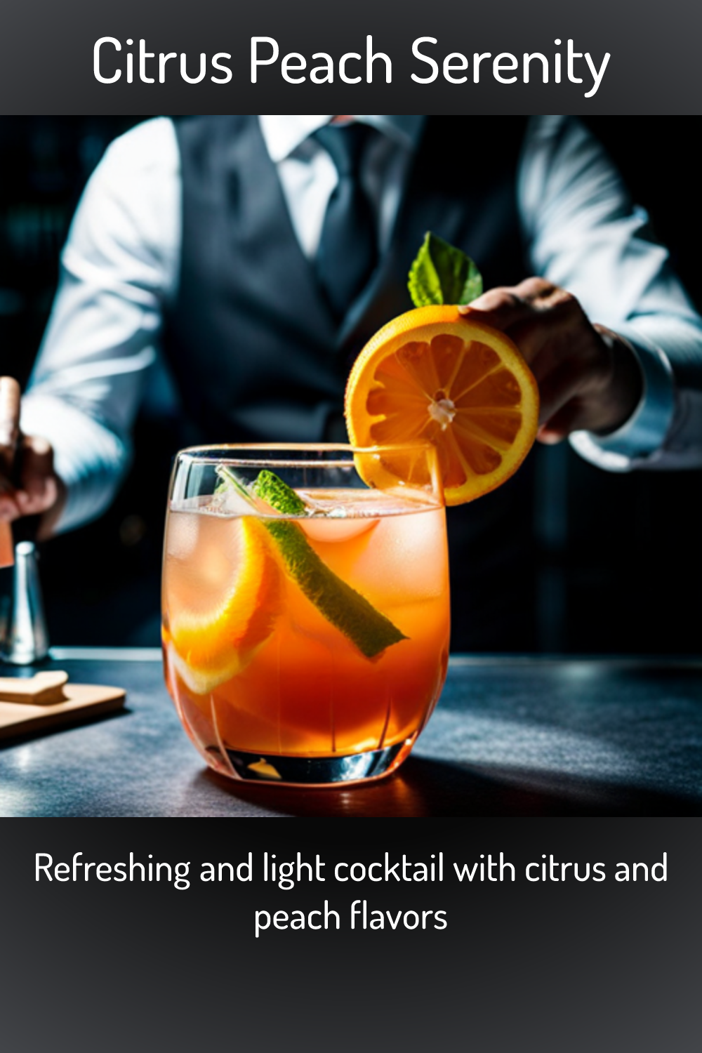 Citrus Peach Serenity Refreshing And Light Cocktail With Citrus And