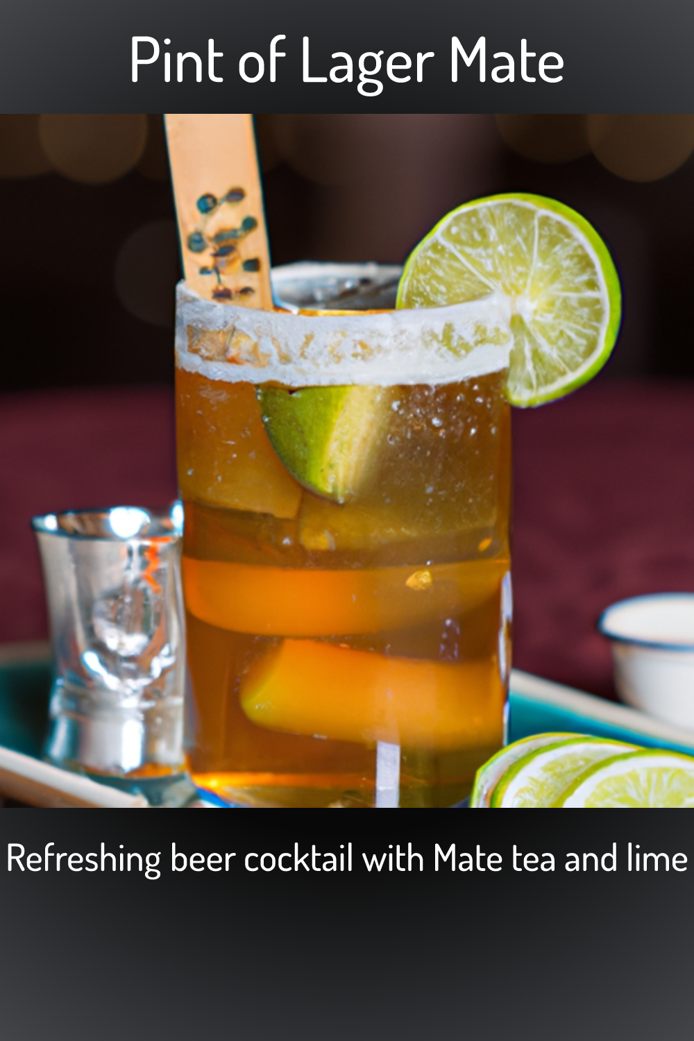 Pint of Lager Mate, Refreshing beer cocktail with Mate tea and lime