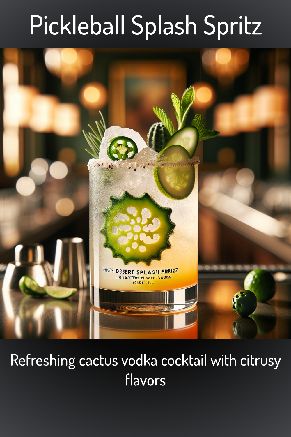 Pickleball Splash Spritz, Refreshing cactus vodka cocktail with citrusy ...