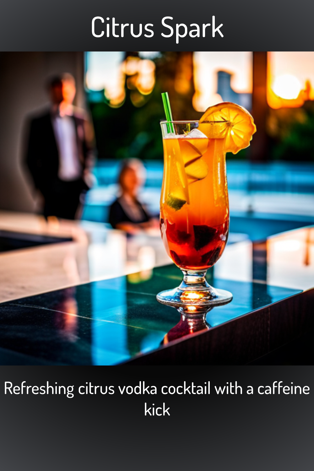 Citrus Spark, Refreshing citrus vodka cocktail with a caffeine kick