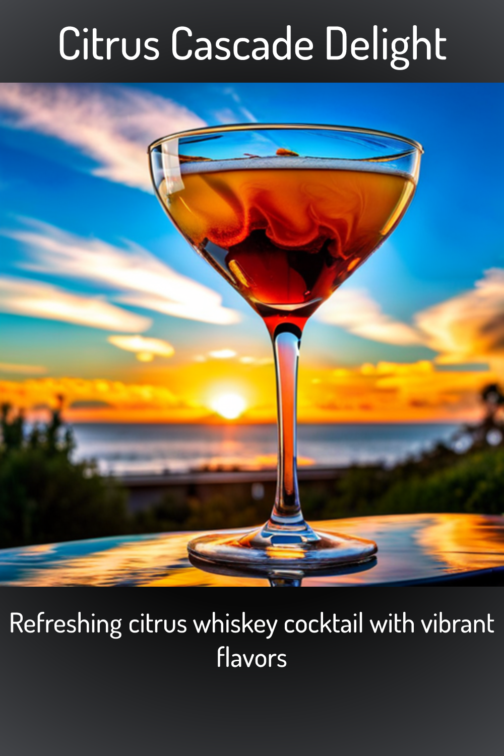 Citrus Cascade Delight, Refreshing citrus whiskey cocktail with vibrant ...