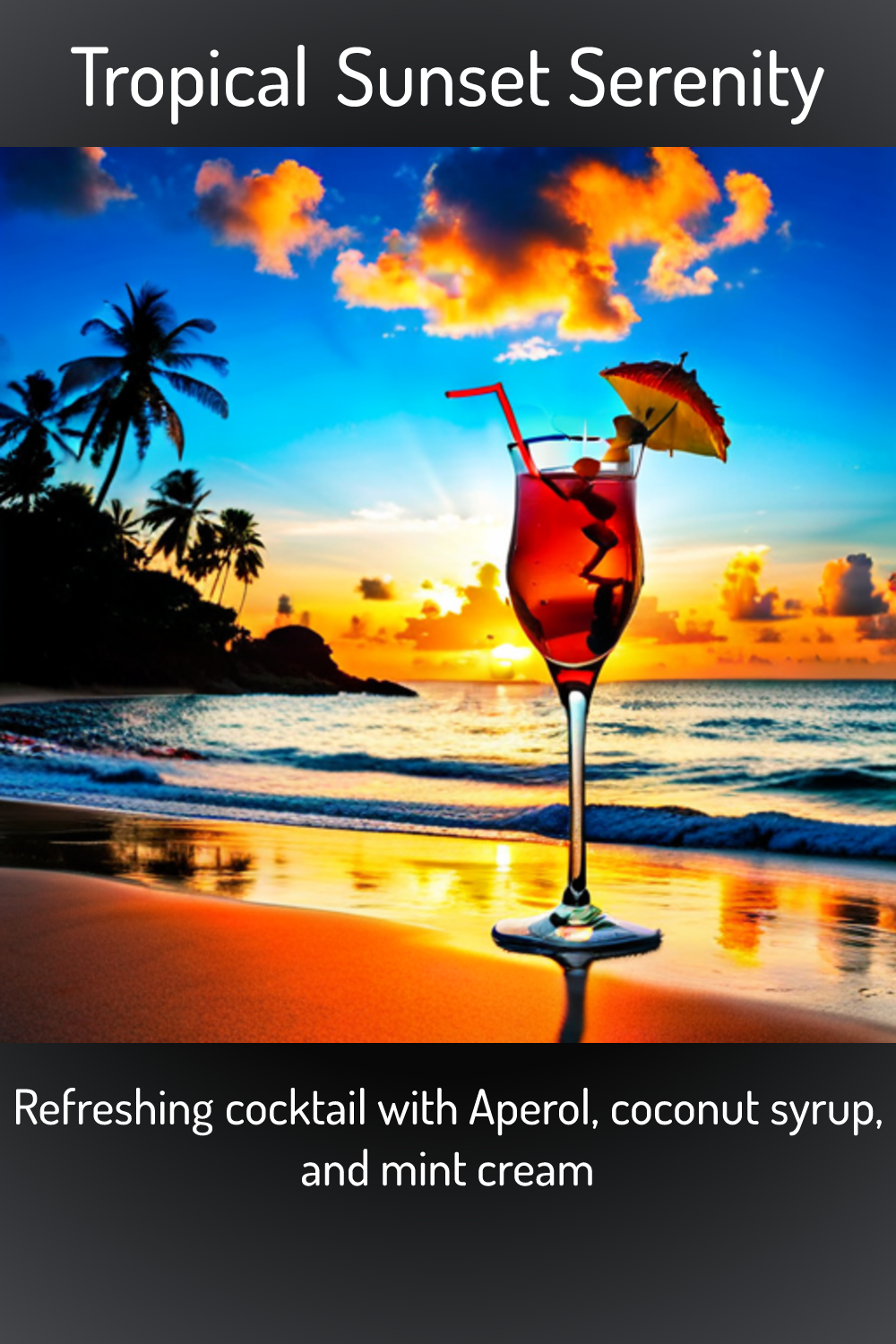 Tropical Sunset Serenity Refreshing Cocktail With Aperol Coconut