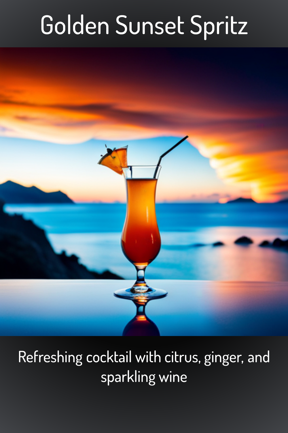 Golden Sunset Spritz, Refreshing cocktail with citrus, ginger, and ...