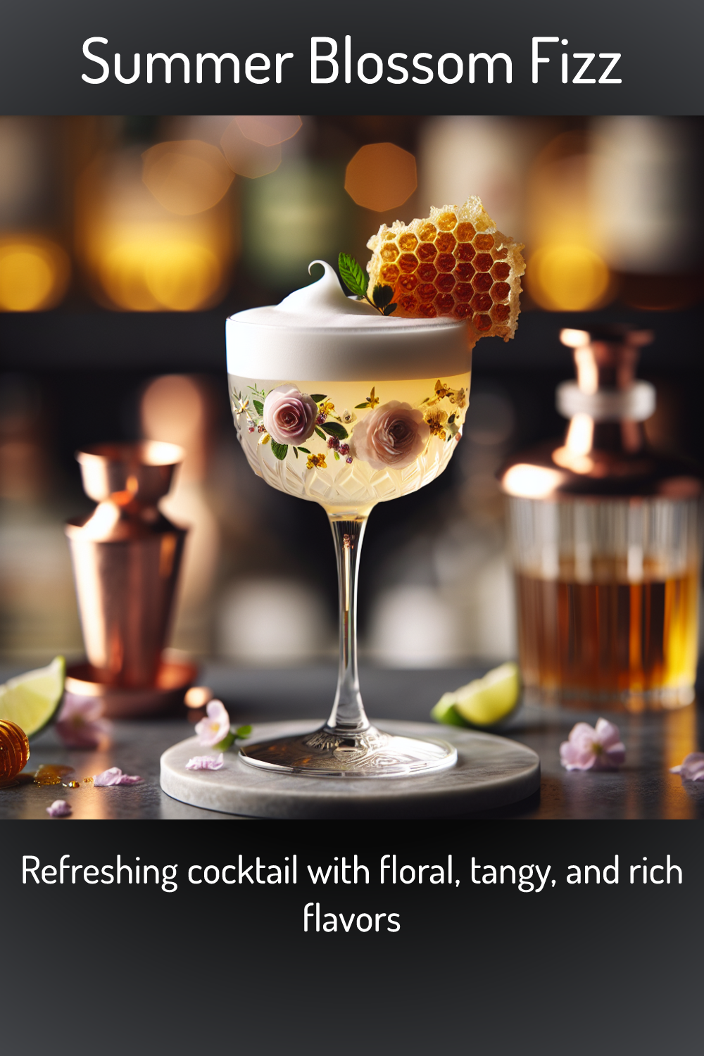 Summer Blossom Fizz, Refreshing cocktail with floral, tangy, and rich ...