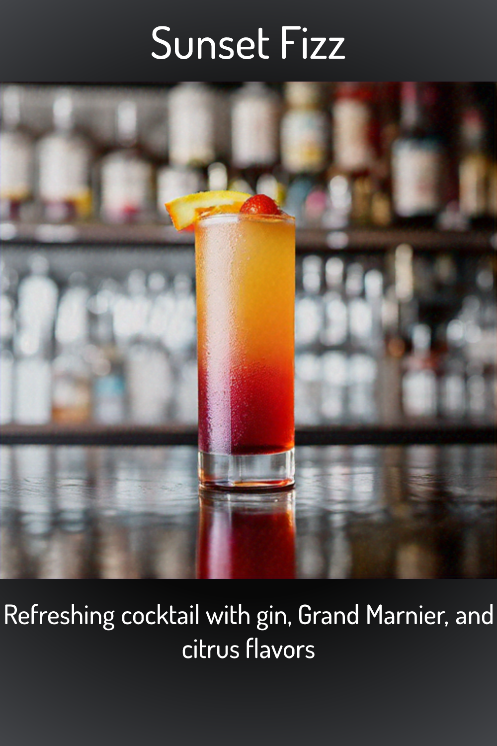 Sunset Fizz, Refreshing cocktail with gin, Grand Marnier, and citrus ...