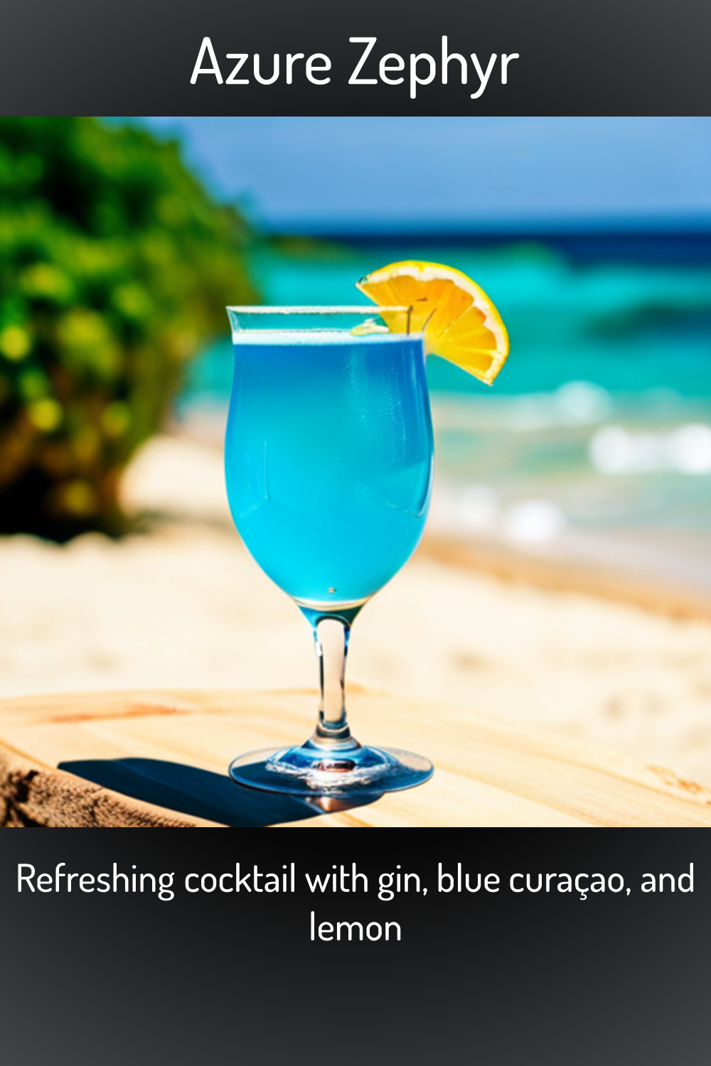 Azure Zephyr Refreshing Cocktail With Gin Blue Curaçao And Lemon