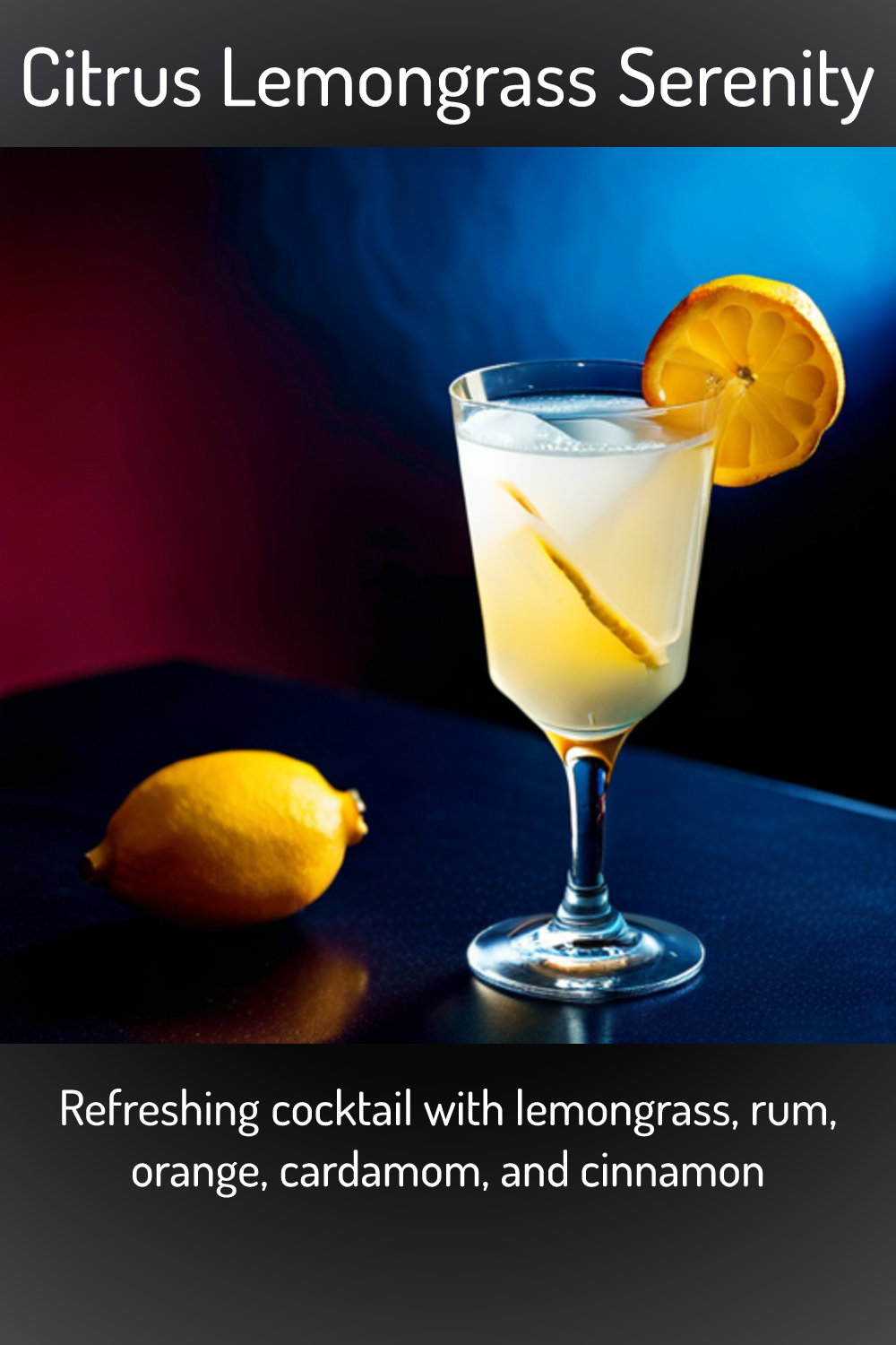 Citrus Lemongrass Serenity Refreshing Cocktail With Lemongrass Rum