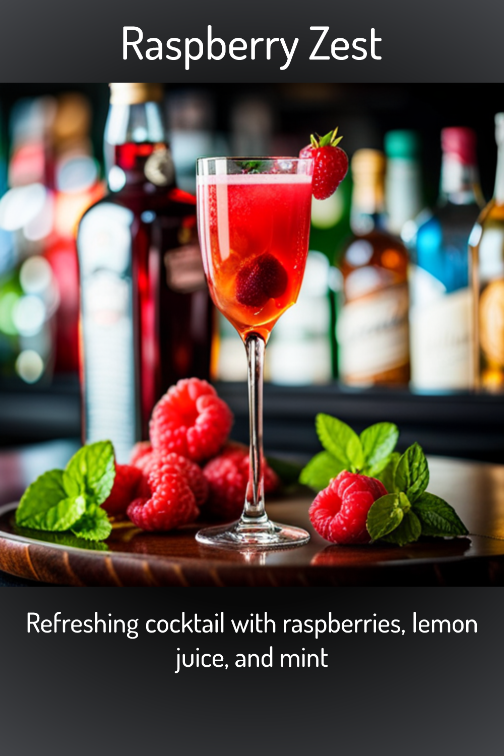 Raspberry Zest, Refreshing cocktail with raspberries, lemon juice, and mint