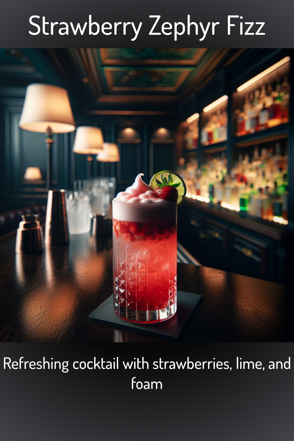 Strawberry Zephyr Fizz, Refreshing cocktail with strawberries, lime ...