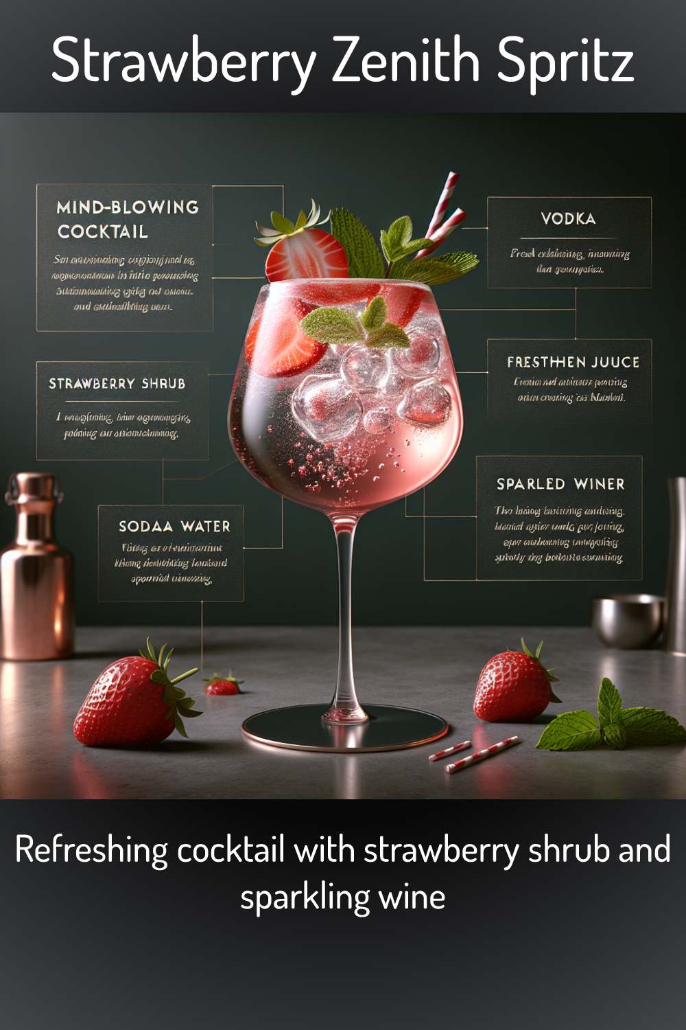 Strawberry Zenith Spritz Refreshing Cocktail With Strawberry Shrub And