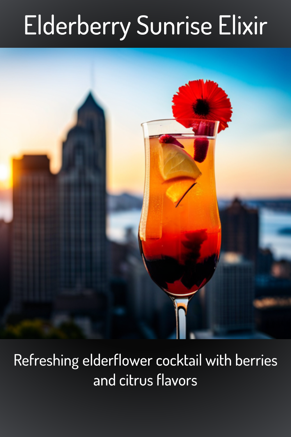 Elderberry Sunrise Elixir, Refreshing elderflower cocktail with berries ...
