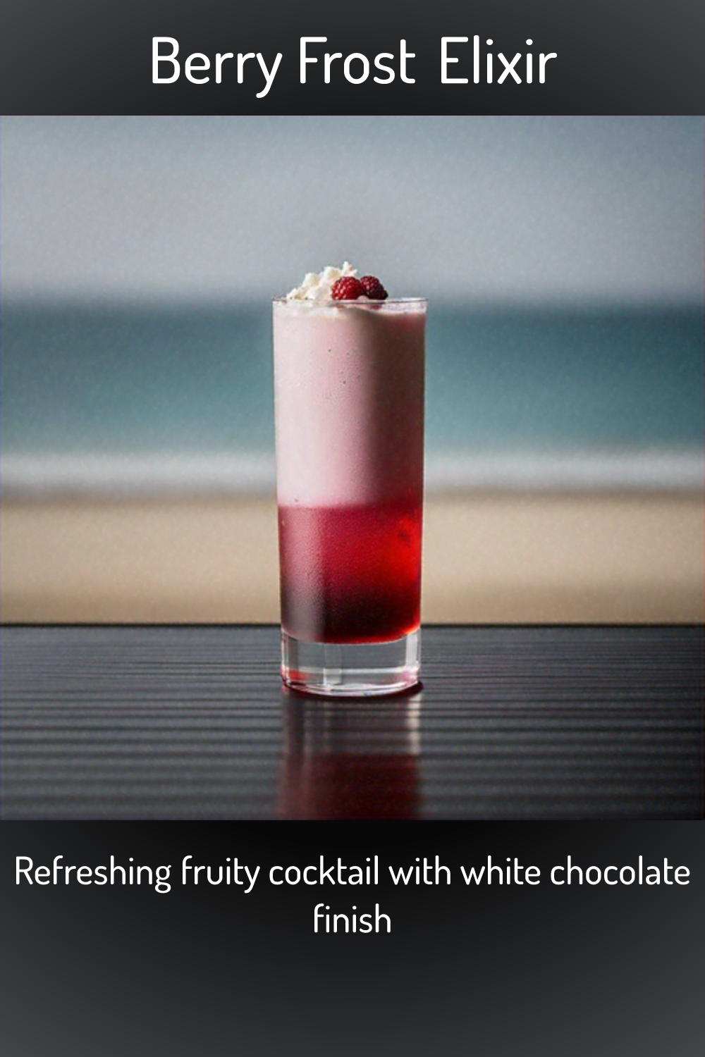 Berry Frost Elixir, Refreshing fruity cocktail with white chocolate finish