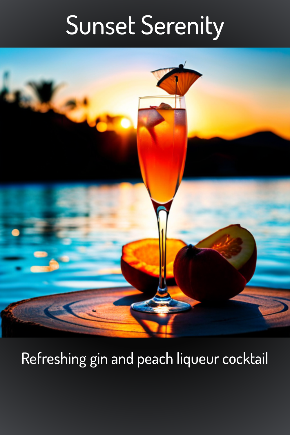 Sunset Serenity Refreshing Gin And Peach Liqueur Cocktail