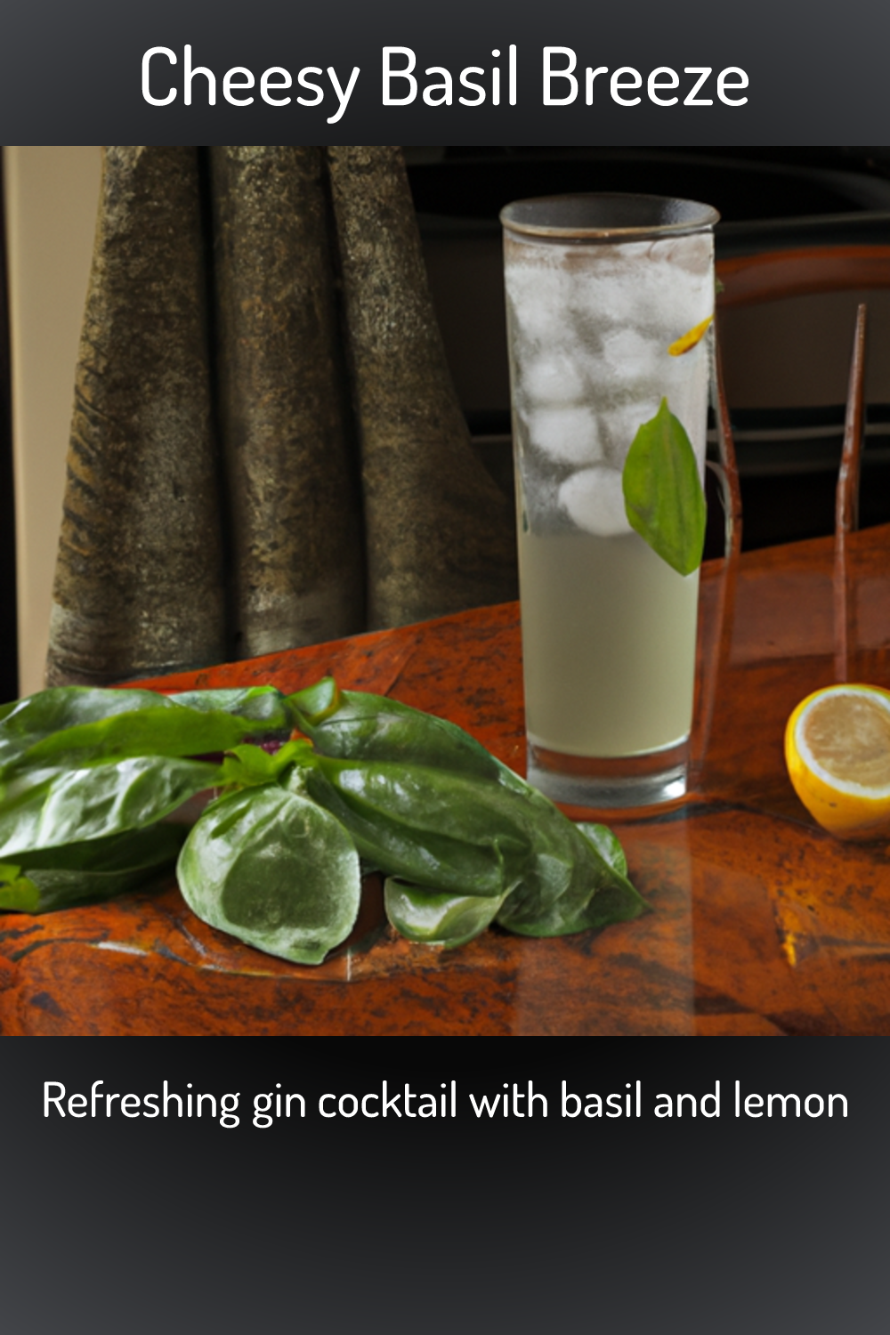 Cheesy Basil Breeze, Refreshing gin cocktail with basil and lemon