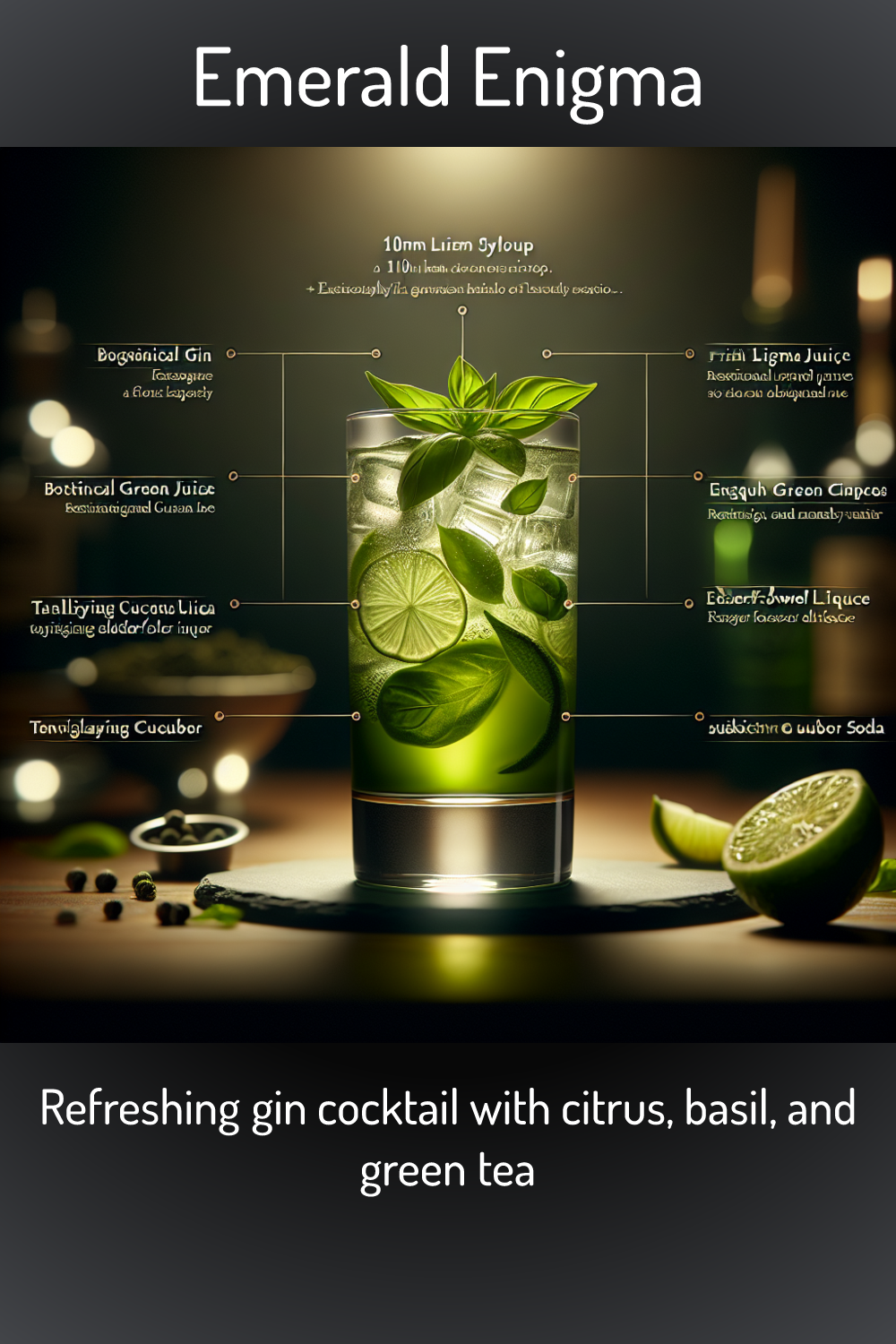 Emerald Enigma Refreshing Gin Cocktail With Citrus Basil And Green Tea
