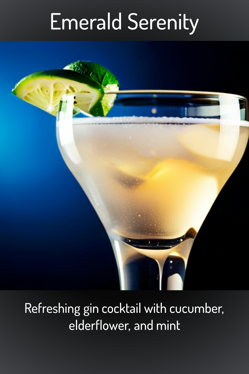Emerald Serenity Refreshing Gin Cocktail With Cucumber Elderflower