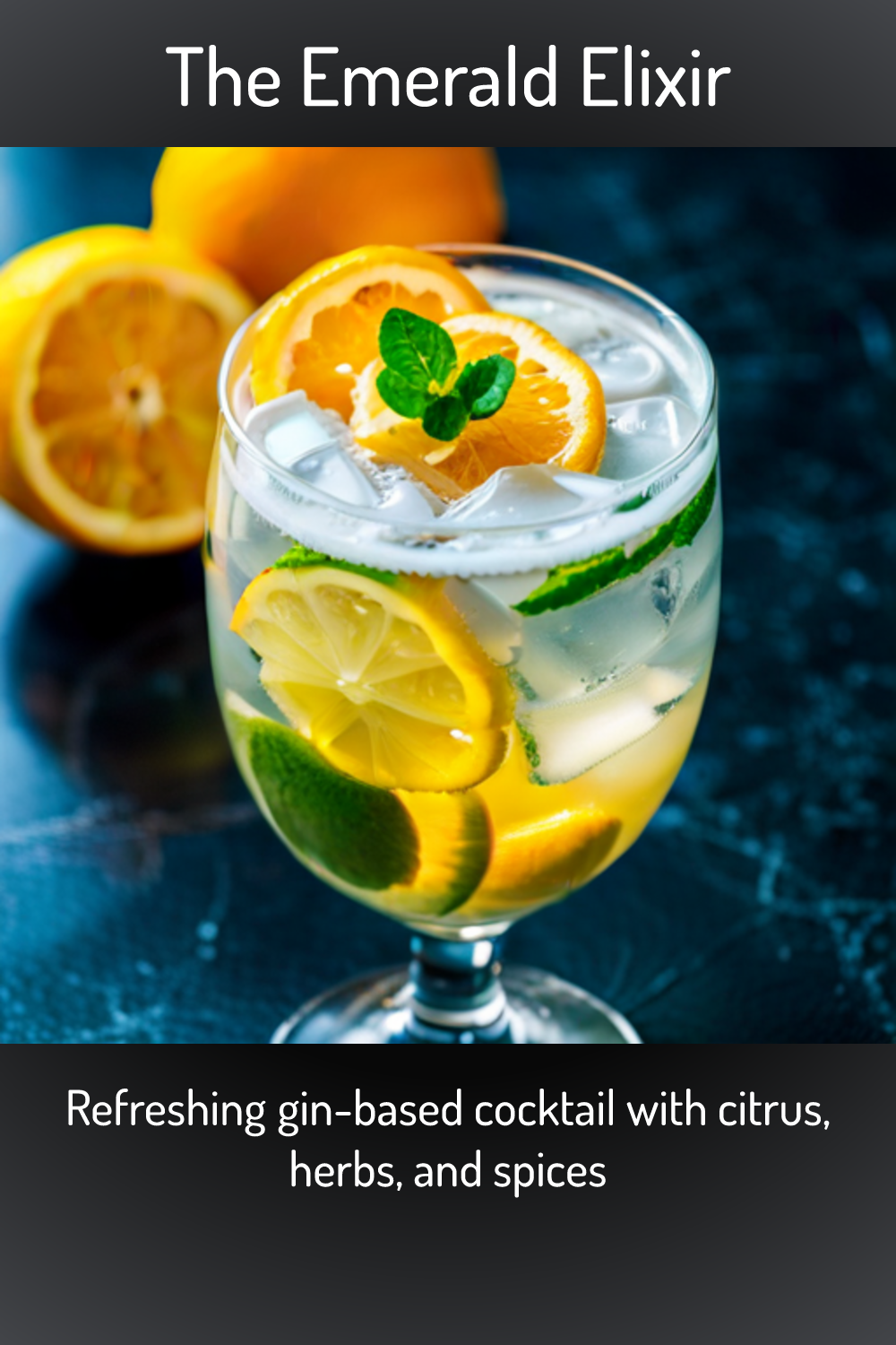 The Emerald Elixir Refreshing Gin Based Cocktail With Citrus Herbs