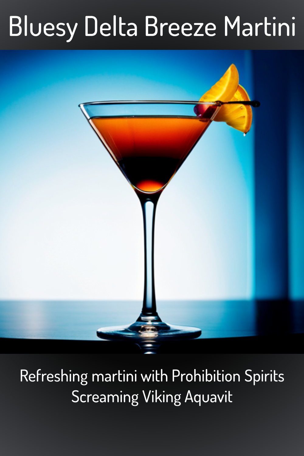 Bluesy Delta Breeze Martini, Refreshing martini with Prohibition Spirits Screaming Viking Aquavit