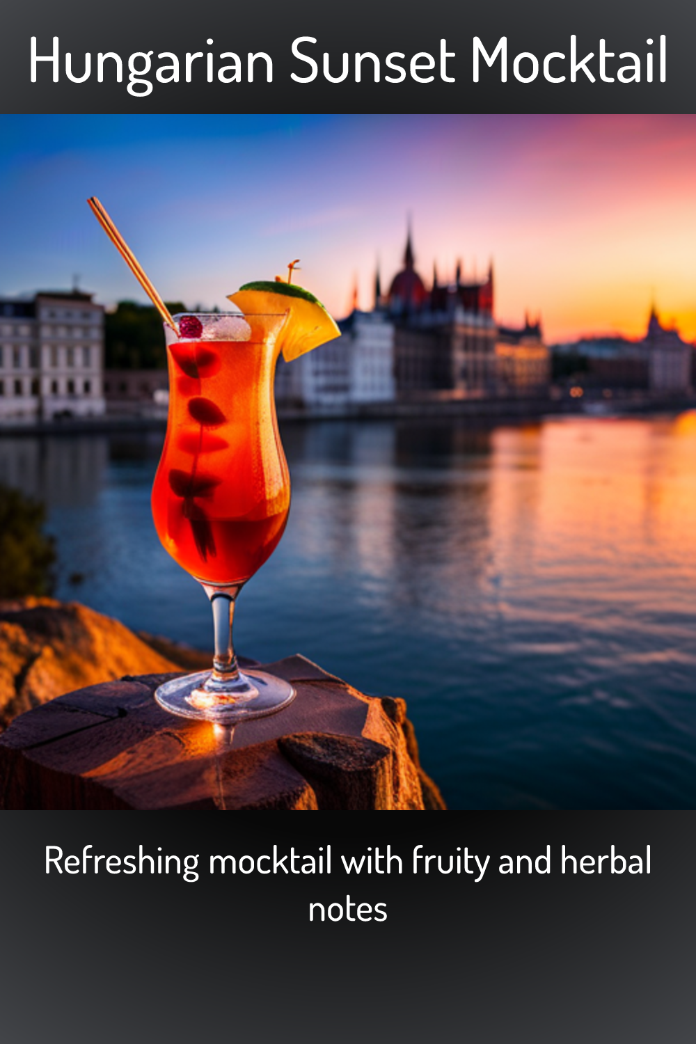Hungarian Sunset Mocktail, Refreshing mocktail with fruity and herbal notes