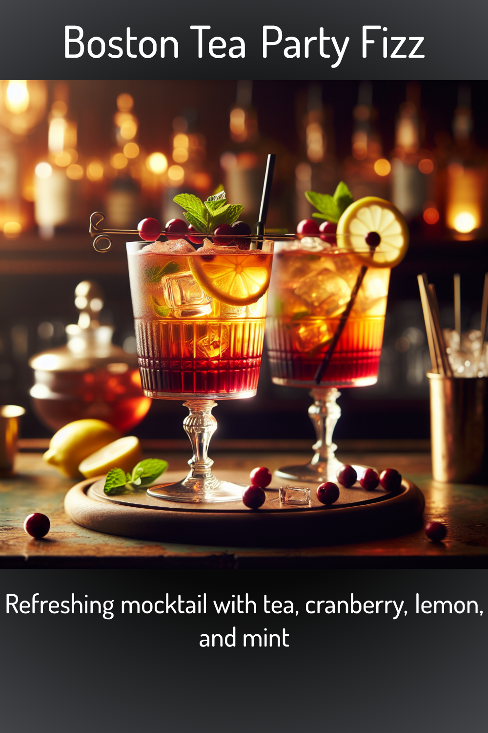 Boston Tea Party Fizz, Refreshing mocktail with tea, cranberry, lemon ...