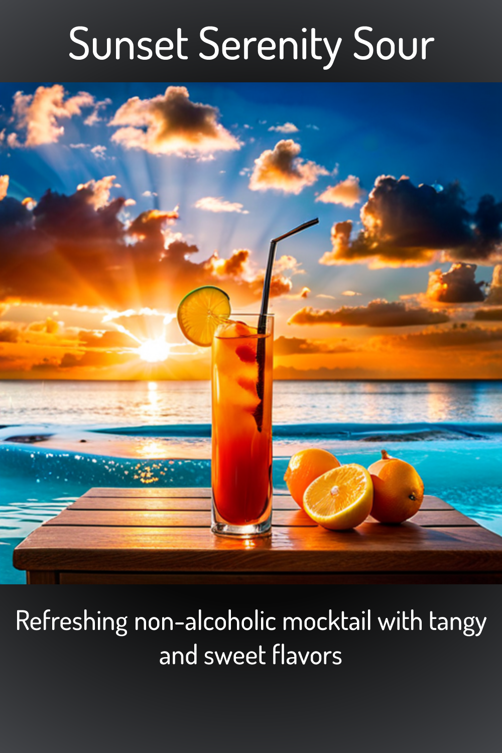 Sunset Serenity Sour, Refreshing non-alcoholic mocktail with tangy and ...