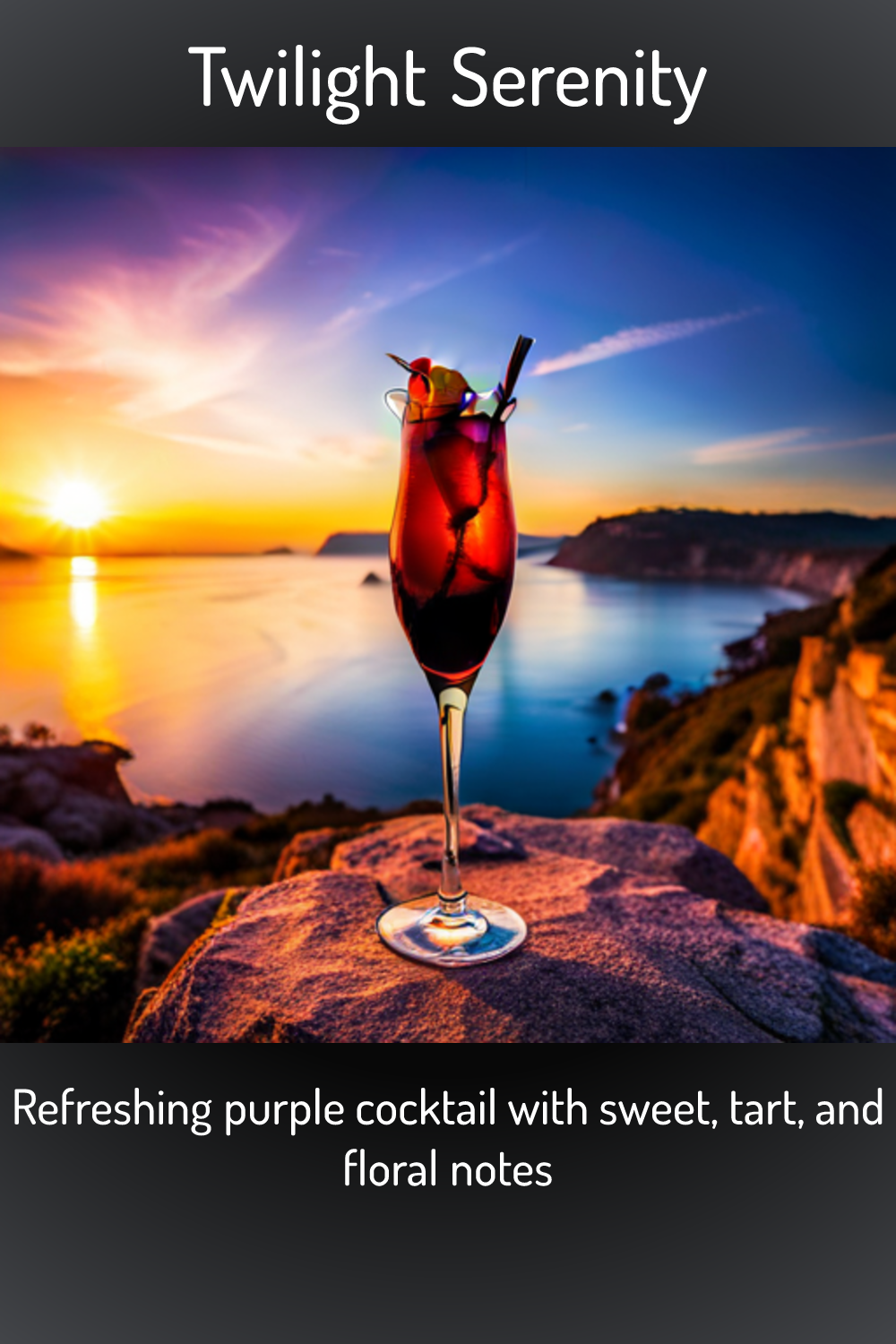 Twilight Serenity Refreshing Purple Cocktail With Sweet Tart And