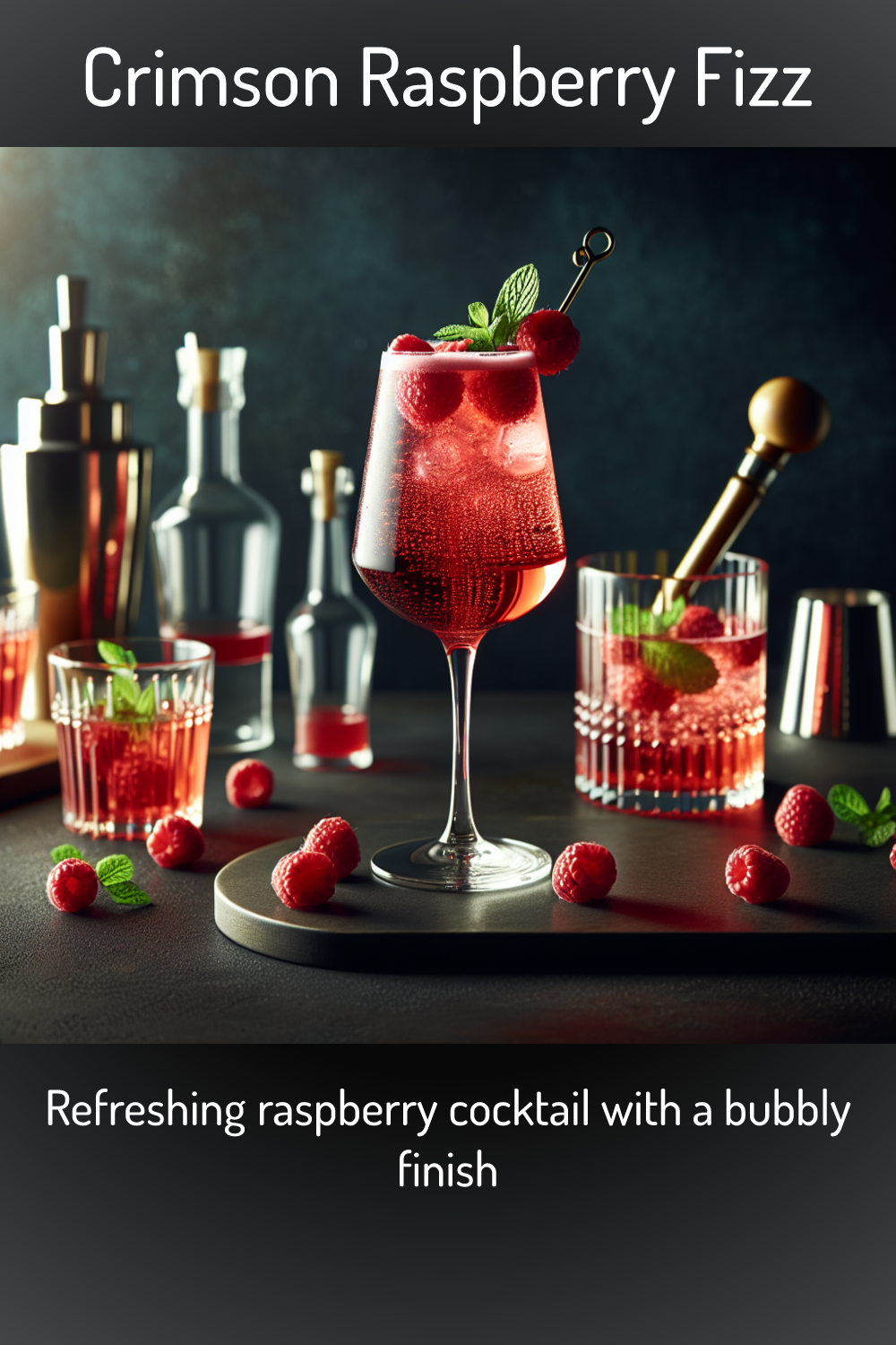 Crimson Raspberry Fizz, Refreshing raspberry cocktail with a bubbly finish