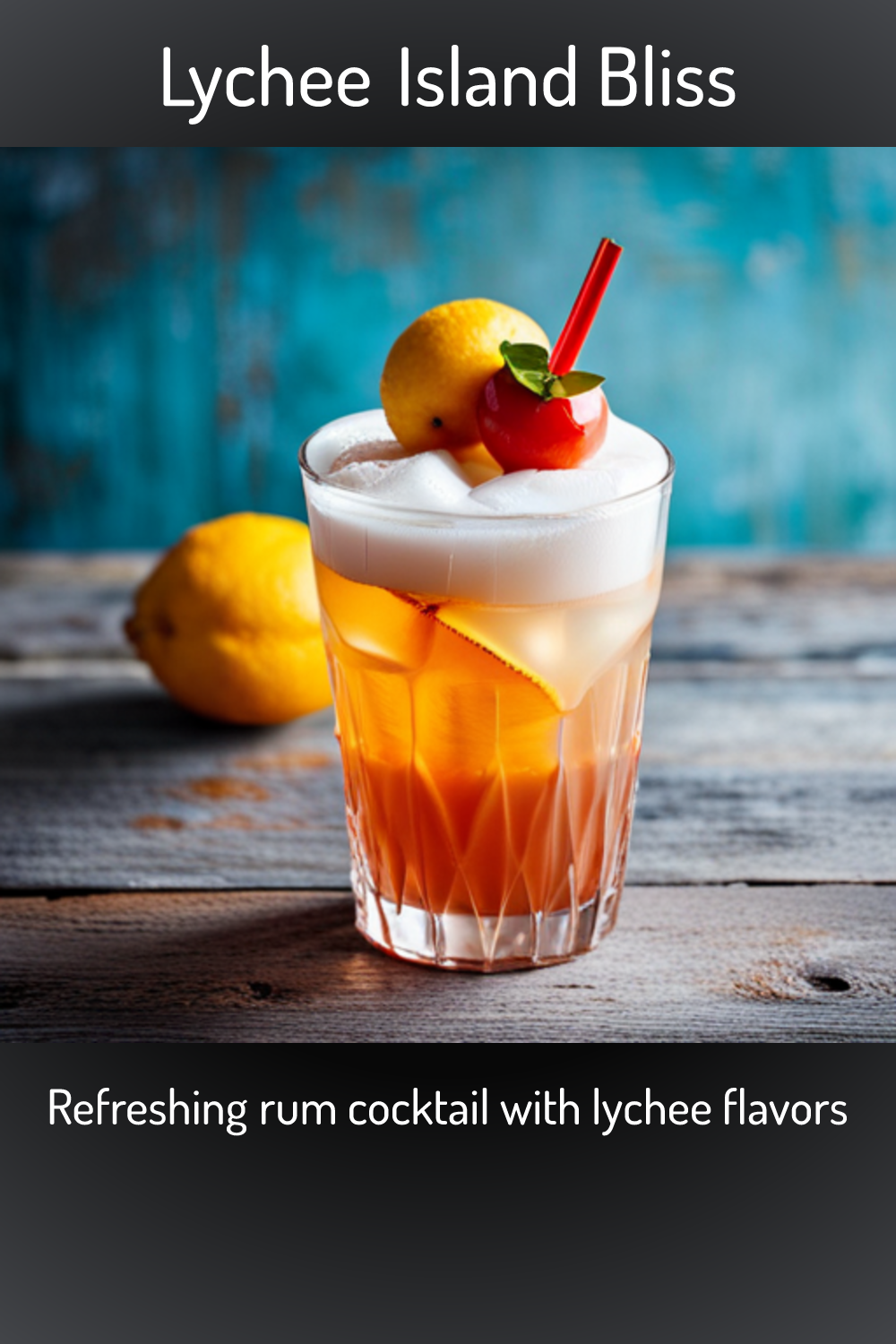Lychee Island Bliss, Refreshing rum cocktail with lychee flavors