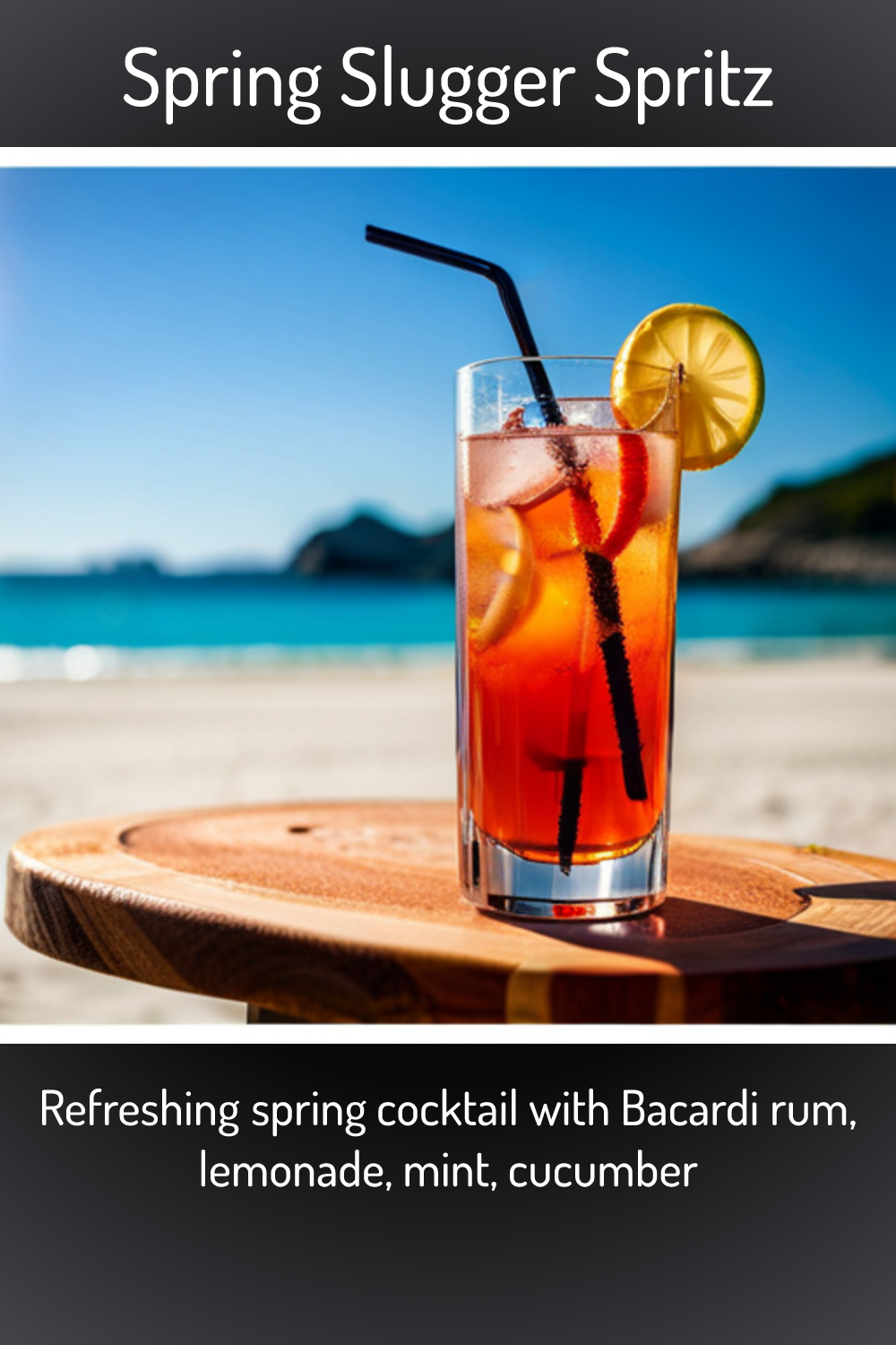 Spring Slugger Spritz, Refreshing spring cocktail with Bacardi rum, lemonade, mint, cucumber